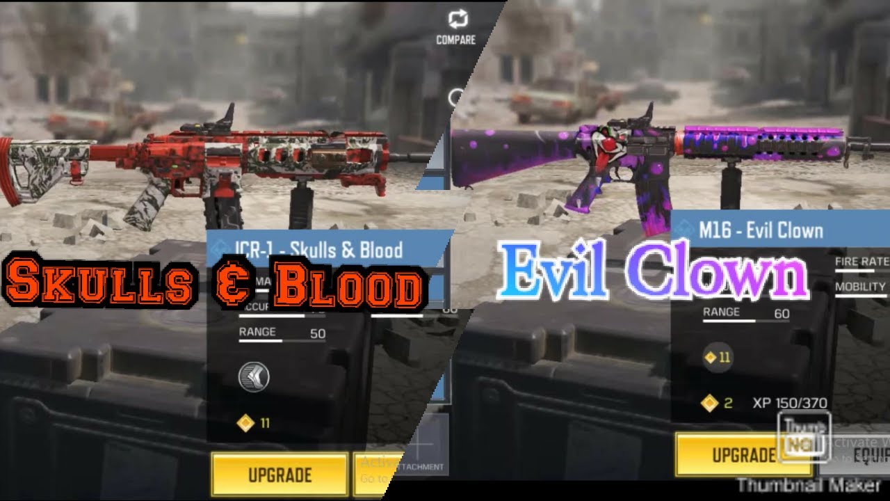 COD(Call of Duty mobile)Free for all- ICR-1-Skulls & Blood/M16 Evil ...