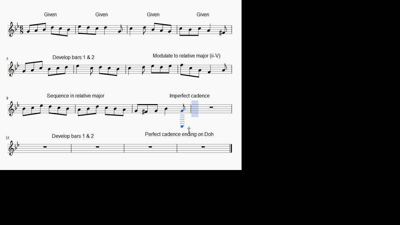 Worked Example ¦ Question 1 ¦ Minor Key ¦ Composition Paper ¦ Leaving ...