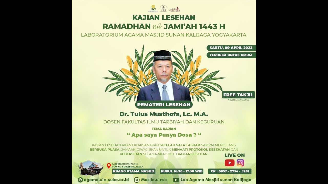 Kajian Lesehan Ramadan : Apa saya punya dosa? | Dr. Tulus Musthofa ...