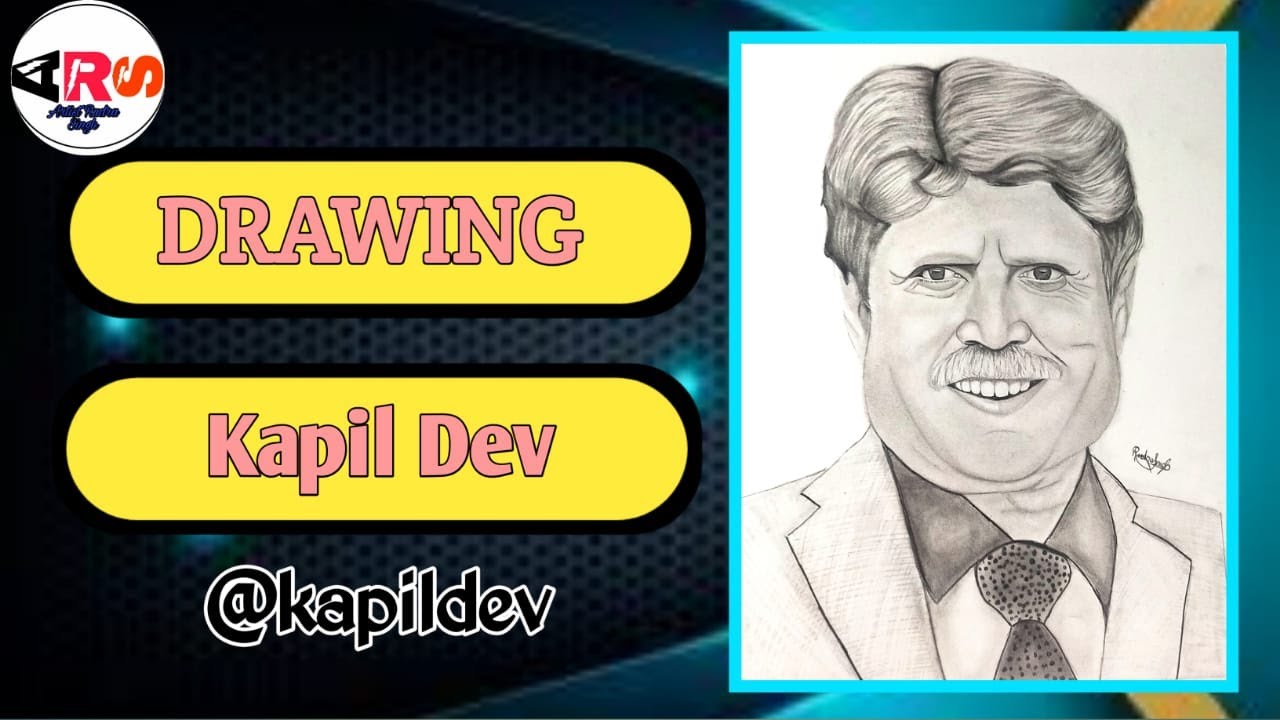 Drawing Kapil Dev | Sketch Of Kapil Dev | #cricket #sketch - YouTube