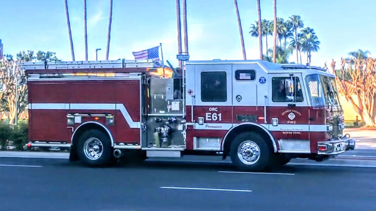 OCFA Engine 61 and FALCK Ambulance 528 - YouTube