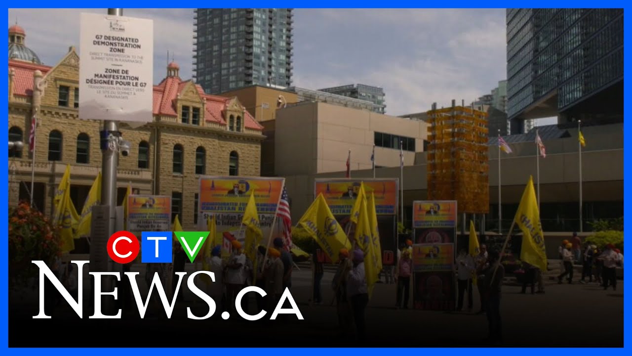 Few protests in Banff, Calgary as G7 Summit continues - YouTube