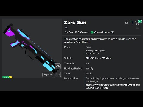Claiming the Zarc Gun UGC Limited | Roblox - YouTube