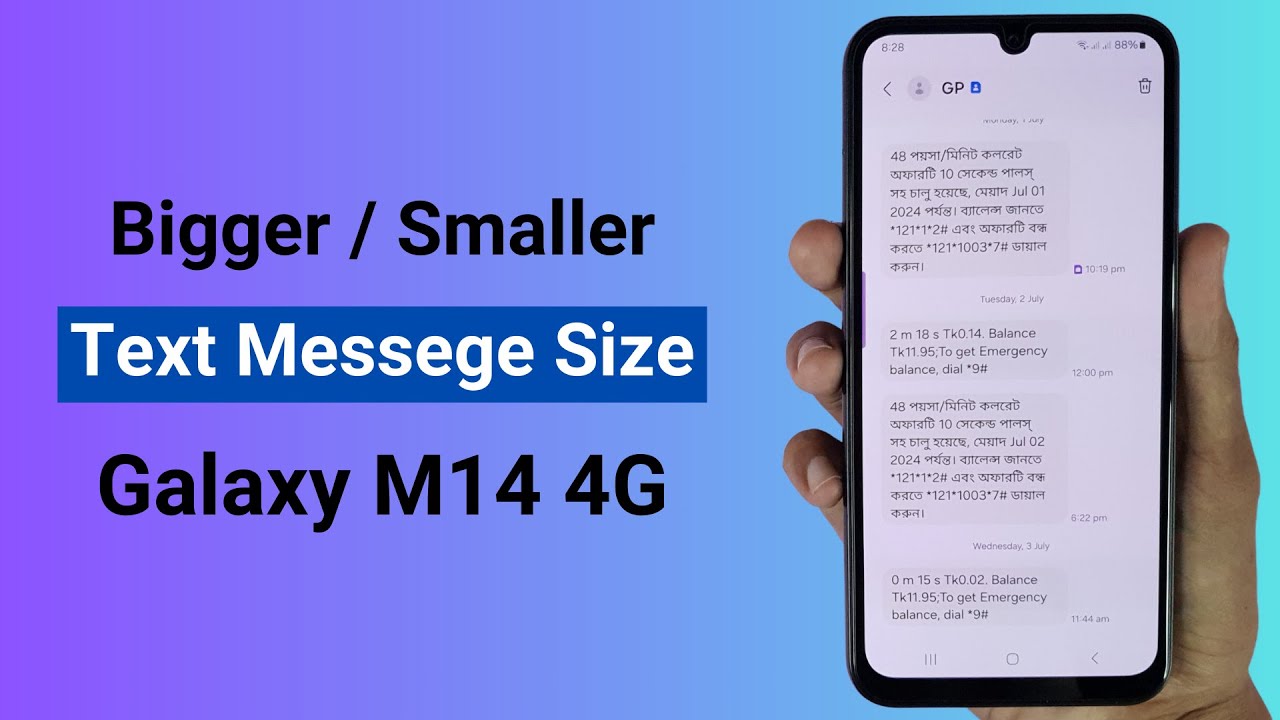 How to Increase or Decrease Text Size in Text Message in Samsung M14 4G - YouTube