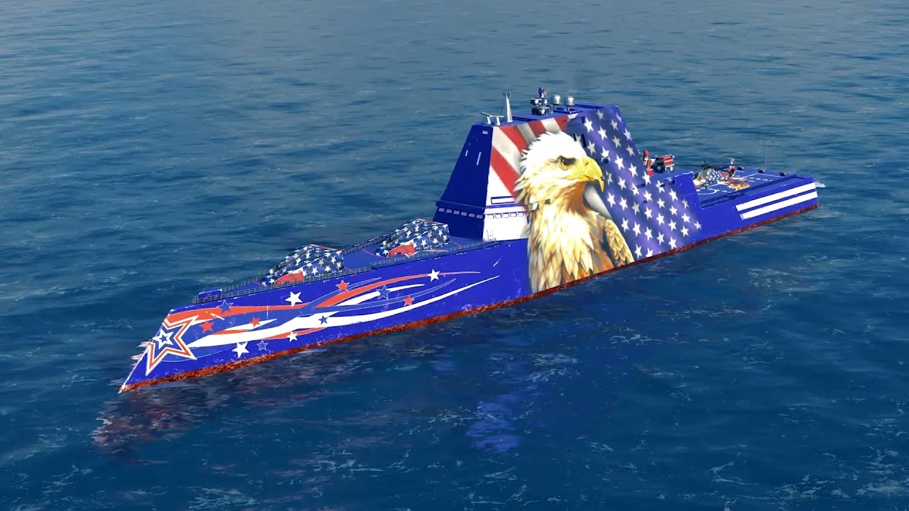 American ships bringing democracy #modernwarships #usszumwalt # ...