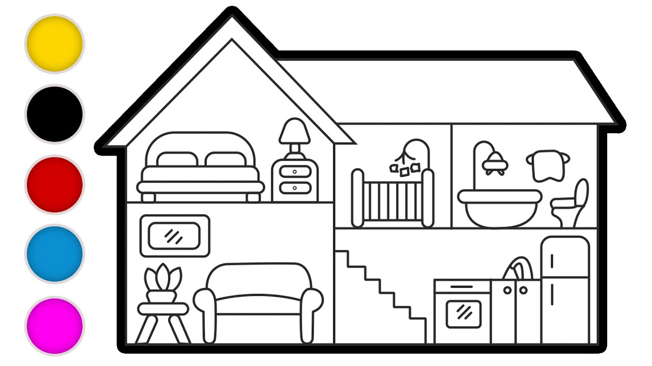Miniature House Drawing, Painting and Coloring | Let's Draw, Paint ...