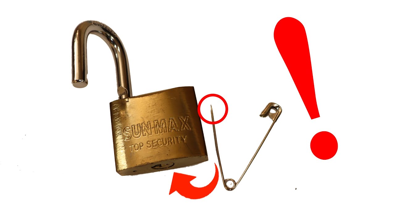 Unlock a lock with safety pin and without key - YouTube