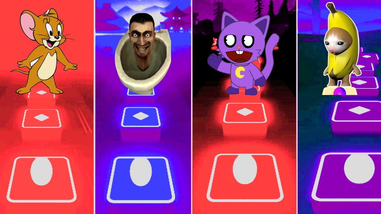 Tom and Jerry 🆚 Skibidi toilet 🆚 Catnap 🆚 Banana cat 🎶 Tiles Hop Edm ...