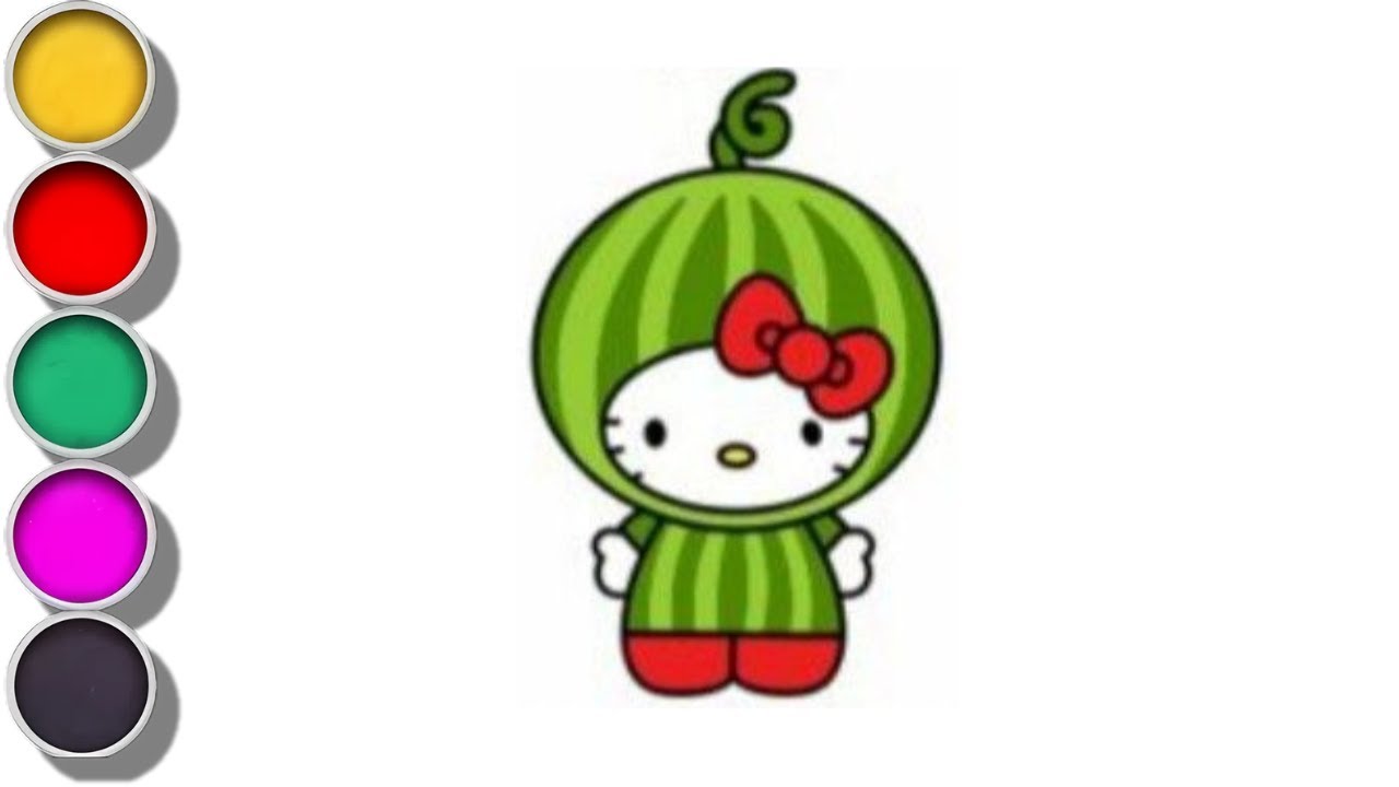 How To Draw Watermelon Hello Kitty 🍉 Sanrio/ Toddlers_ Drawing/ Drawing ...