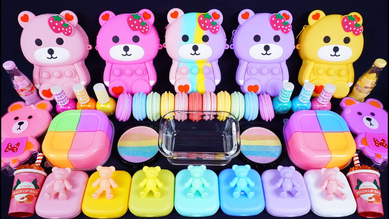 "Rainbow BEAR" Slime #slime #slime videos #eyeshadow slime #slime ...