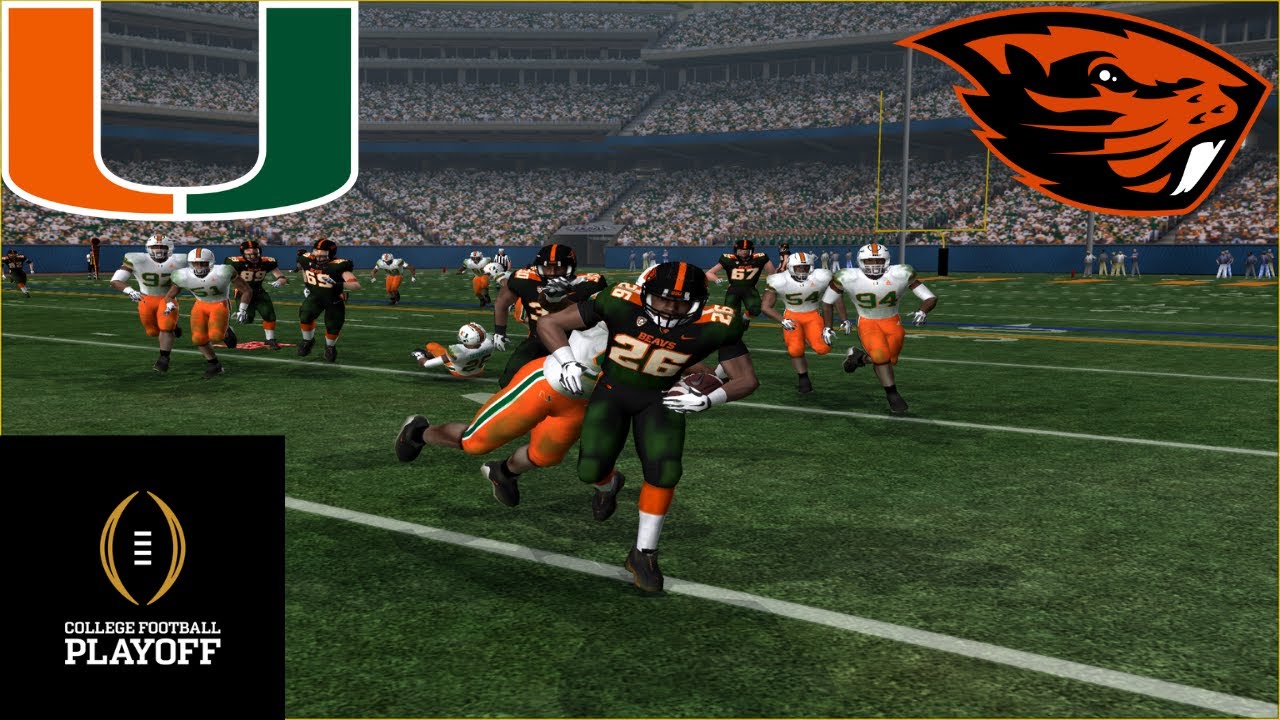 NCAA 06 I #14 Miami vs #3 Oregon State I 2006 CFP Round 1 Highlights ...