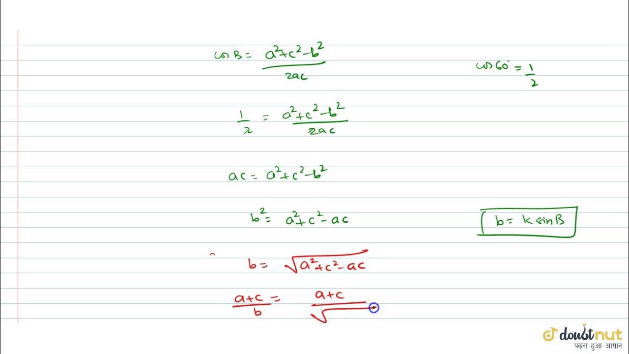 In `DeltaABC`, if `A+C=2B`, prove that `2 cos ((A-C)/2) = (a+c)/sqrt(a ...