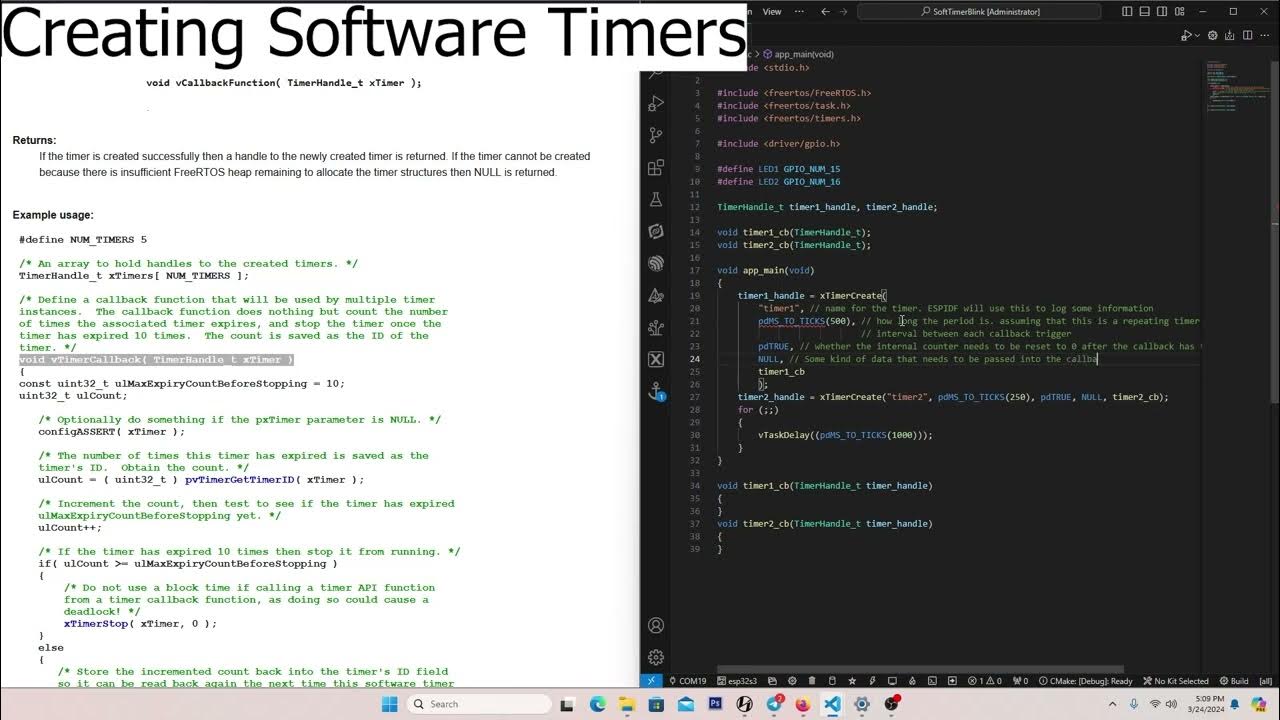 Using ESP32 FreeRTOS to trigger LED on Software Timers - YouTube