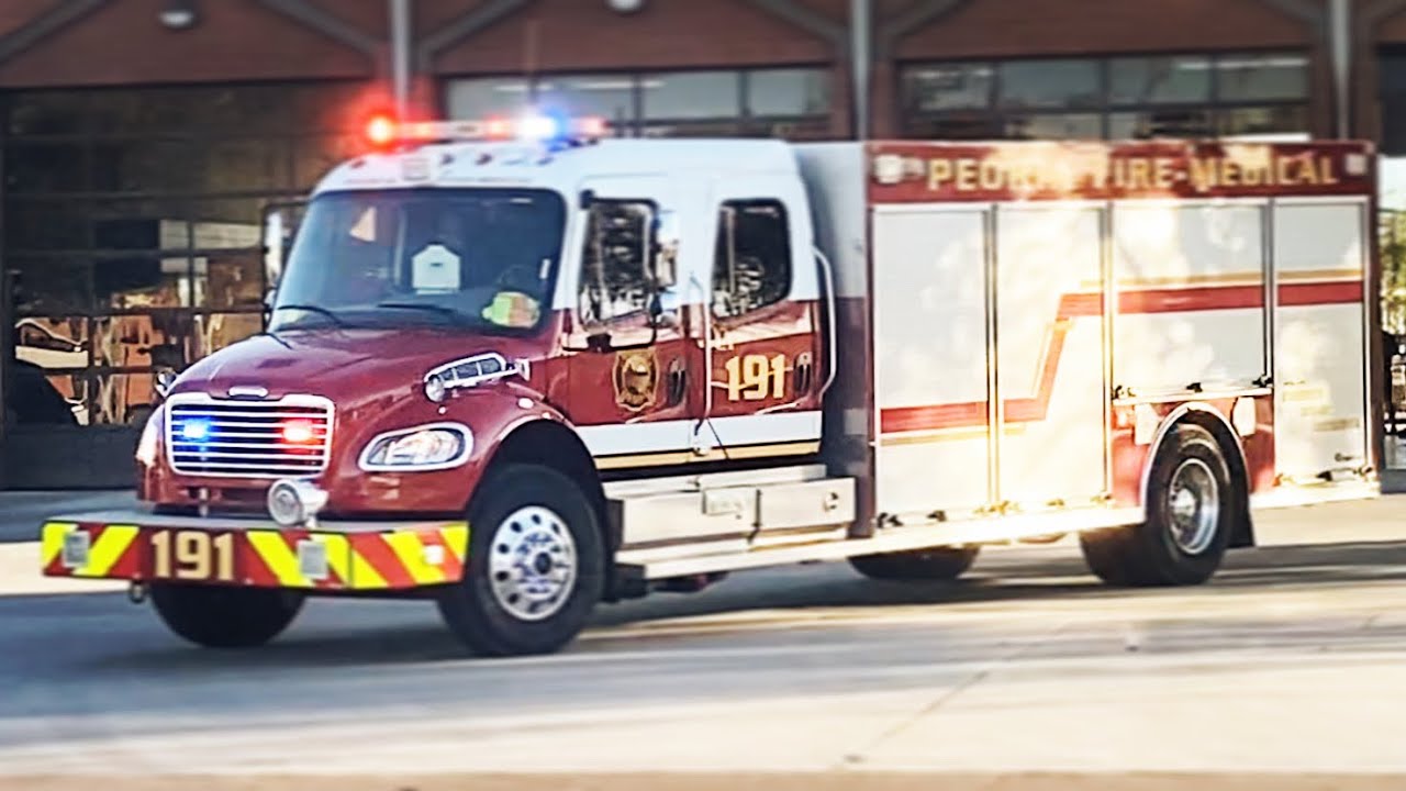 Peoria Fire & Medical Fire Engine 191 and Ladder Tender 191 Responding ...