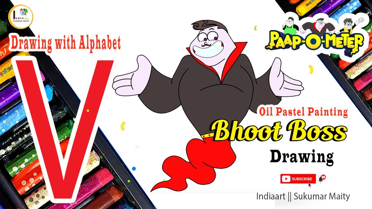 Bhoot Boss drawing ! how to draw Bhoot Boss ! oil pastel drawing ...