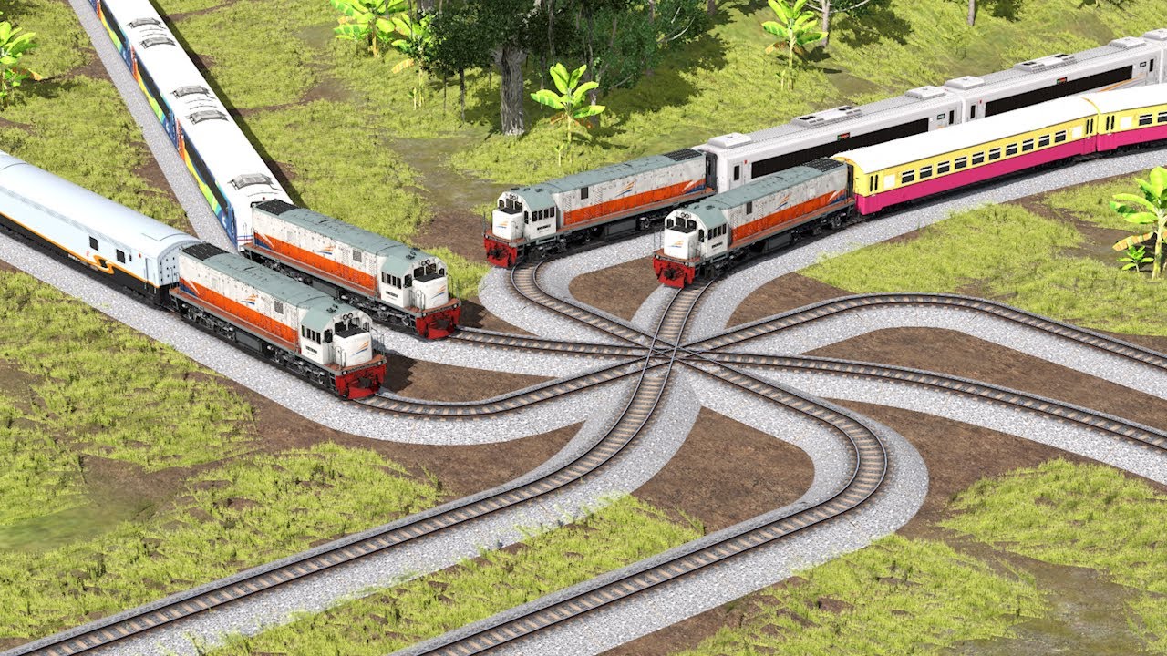Kereta Api Berjalan Lewat Rel Spiral Bercabang | The Train Runs Through ...