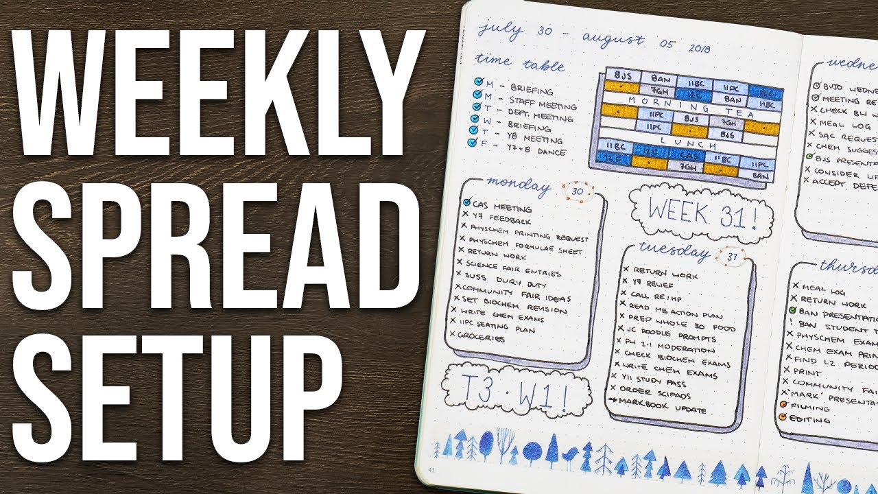 Bullet journal weekly setup 💜 Week 31 - YouTube