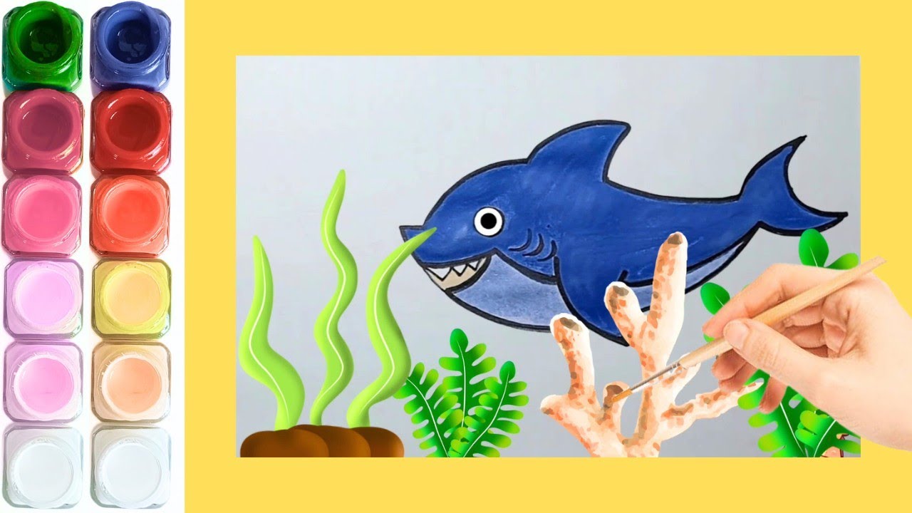 learn How To Draw A Blue Papa Shark | Easy Drawing For Kids - YouTube