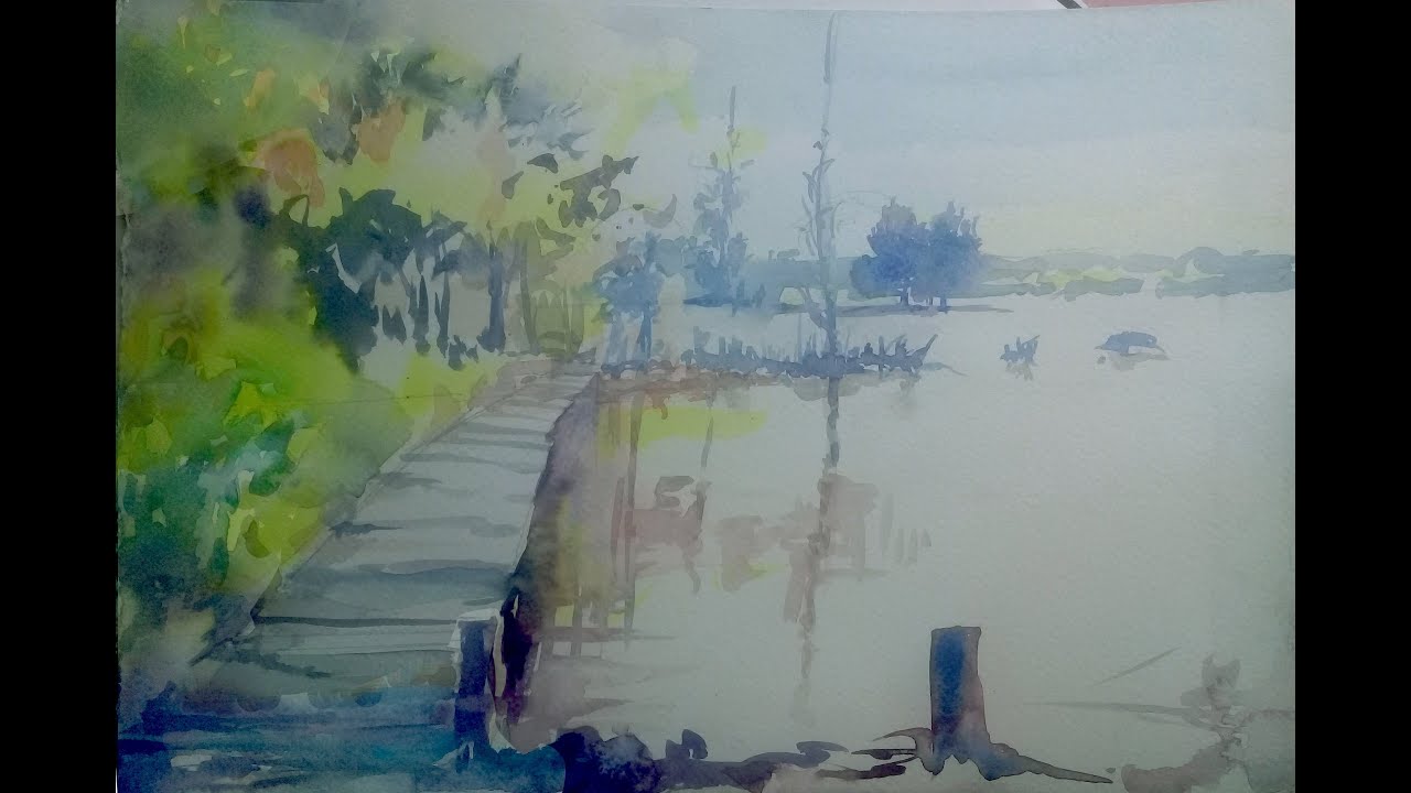 Comment peindre des reflets dans l'eau à l'aquarelle - YouTube
