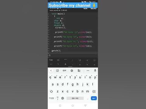 code of size of different data types in c language#clanguage #coding #clanguage #cprogramming ...