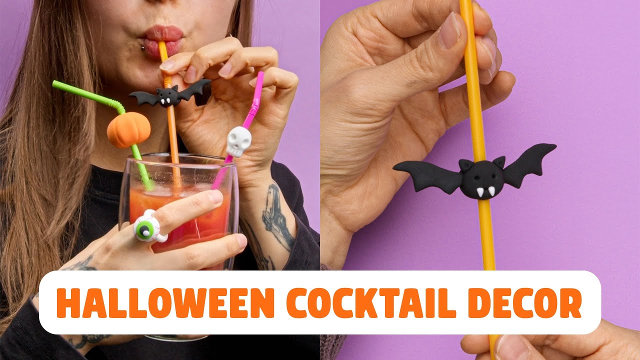 The COOLEST Halloween DIY Bat Decor Craft For Cocktail Straw! - YouTube