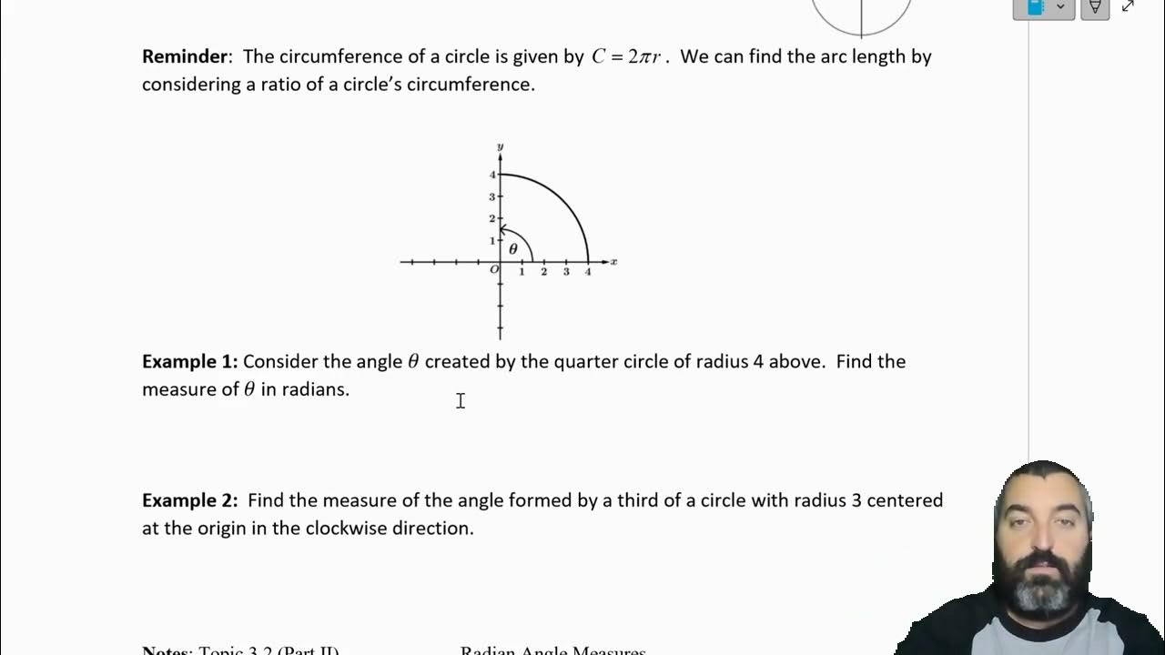 3.2 Radian Angle Measures Part 2 - YouTube