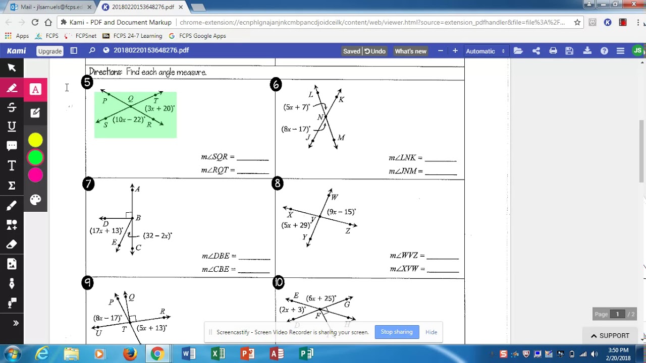Angle Relationships with Algebra - YouTube