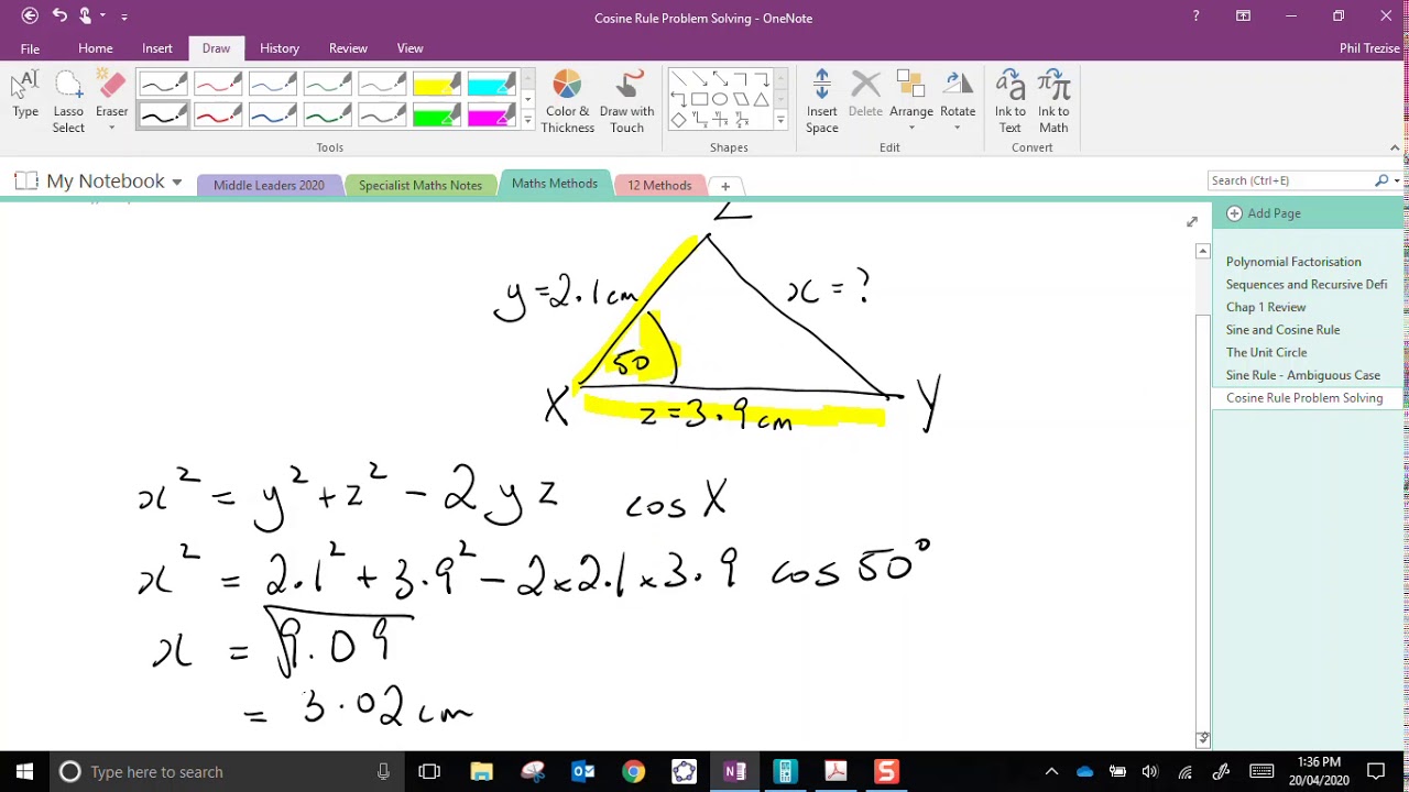 Cosine Rule Example Problem - YouTube