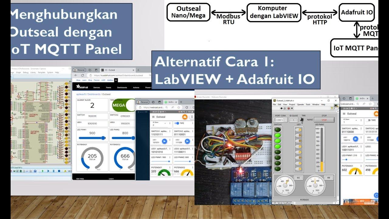 Menghubungkan Outseal dengan IoT MQTT Panel - Cara 1 (dengan LabVIEW dan Adafruit IO) - YouTube