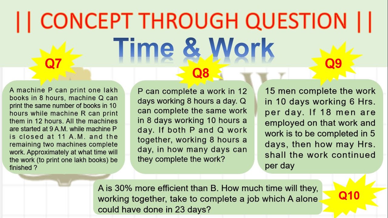 Time & Work || CONCEPT THROUGH QUESTION || Q7 to Q10 - YouTube