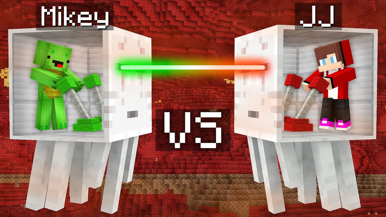 JJ and Mikey Control Ghast MIND Survival Battle in Minecraft (Maizen) - YouTube