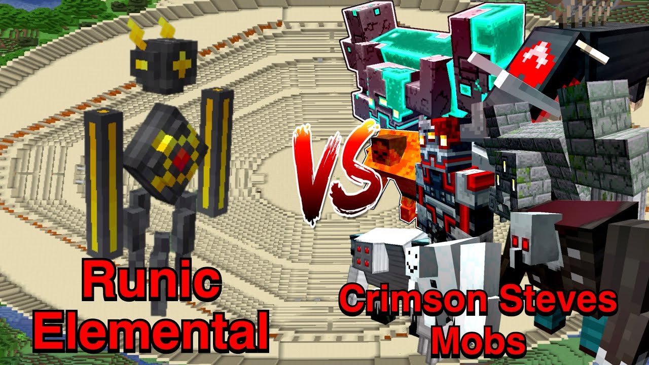 Minecraft |Mobs Battle| Runic Elemental (Solar Craft) VS Crimson Steve ...