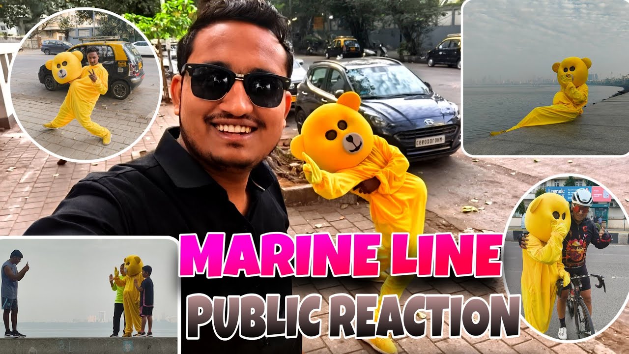 Public Reaction video in marin line || 🧸 teddy reaction video in Mumbai marin drive 2025 - YouTube
