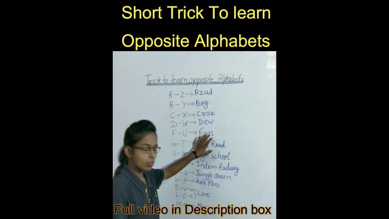 Trick to learn Opposite Alphabets | Opposite Letters | One minute trick | Resoning by Sandhya Ma ...