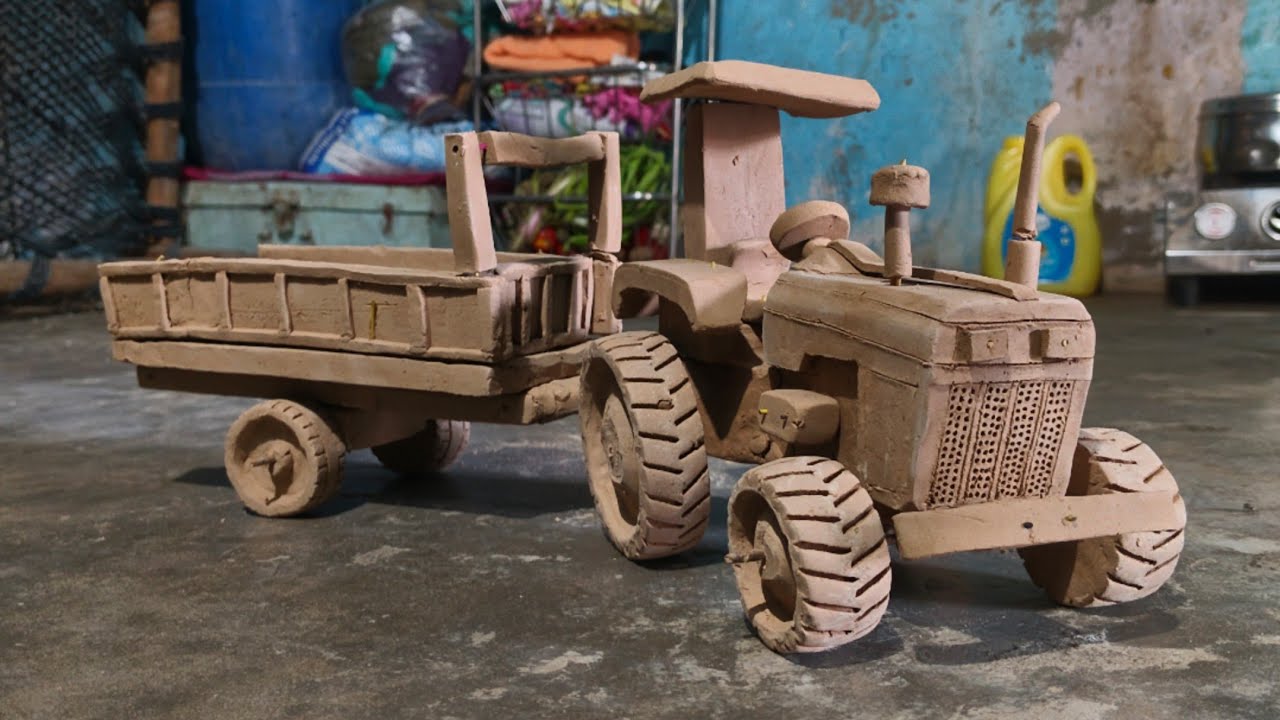 Mitti ka swaraj tractor kaise banaen | how to make cley tractor | clay ...