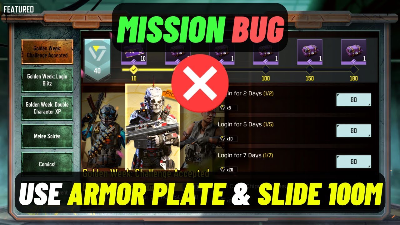 Slide 100 Meters in any Mode & Use Armor Plates 20 times in BR Matches ...
