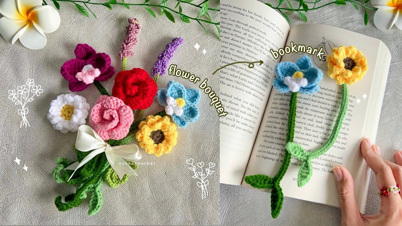 Crochet Flower Bouquet turns into Bookmark 💐 | DIY Orchid, Rose ...