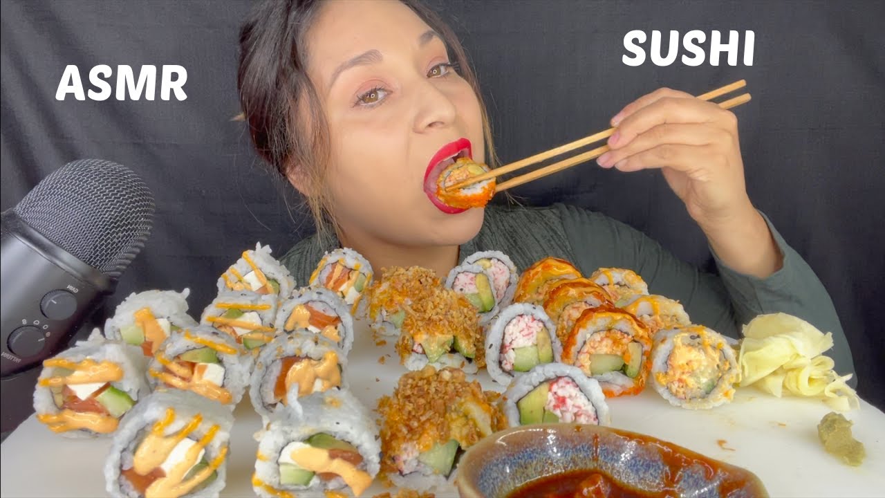 ASMR SUSHI PLATTER *EATING SOUNDS MUKBANG FOOD LETS EAT - YouTube