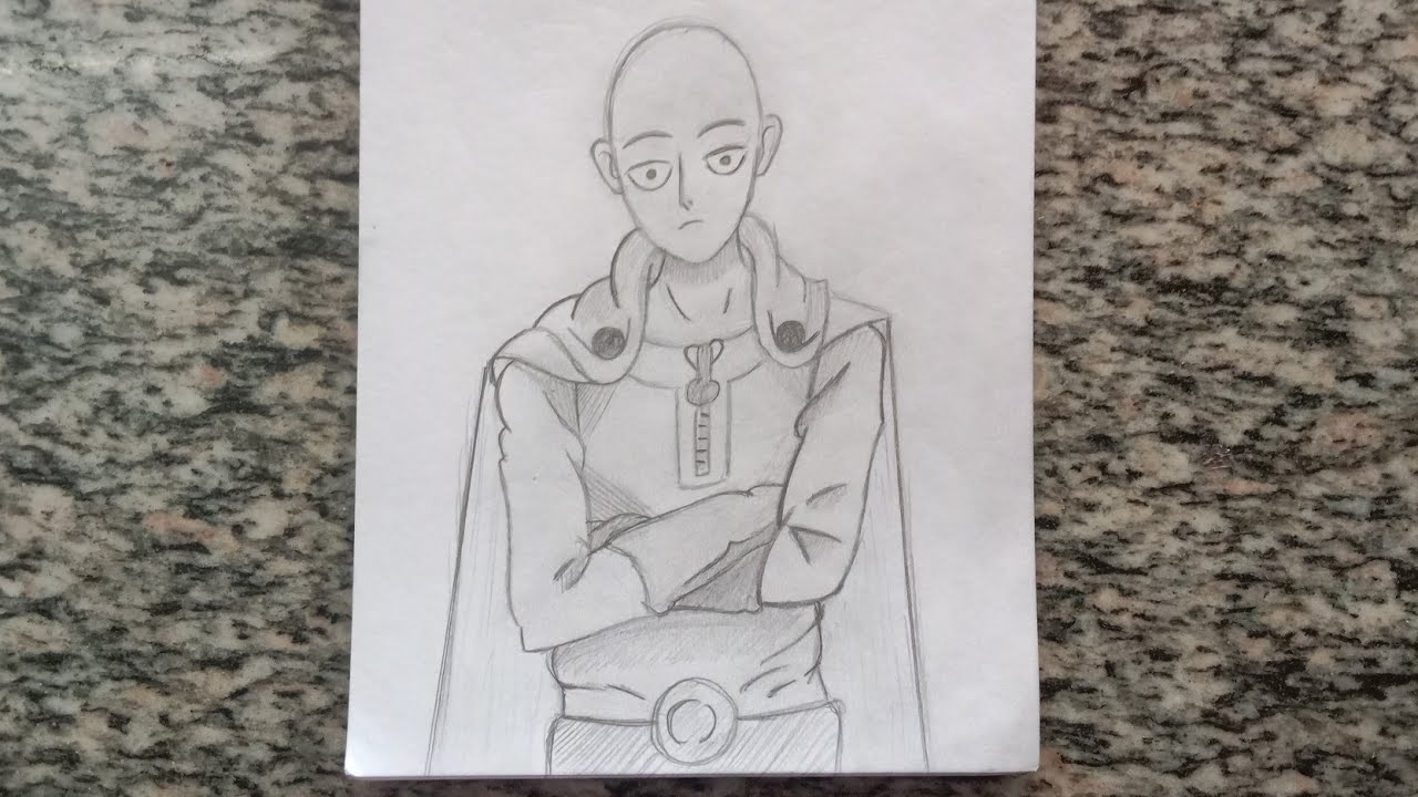 Drawing of one punch man Saitama 😷 easy tutorial step by step - YouTube