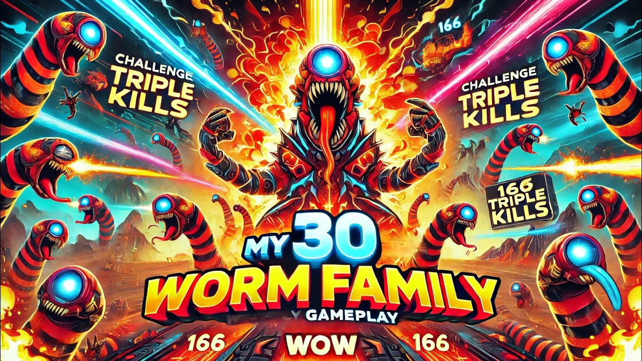 Wow 😲 166 kills in worm family gameplay || My New record in worm family ...