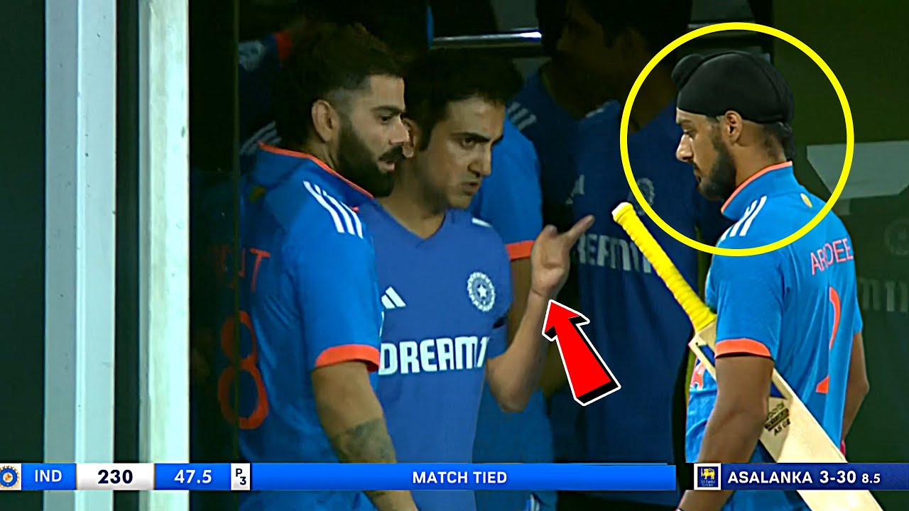 Gautam Gambhir got angry on Arshdeep Singh after India vs Sri Lanka 1st ODI match was tied - YouTube