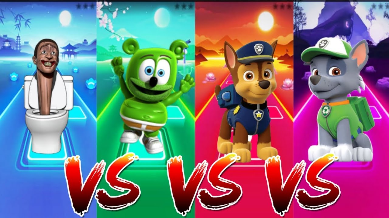 Skibide Toilet 🆚 Gummy Bear 🆚 Chase 🆚 Rocky.🎶Who is best? - YouTube