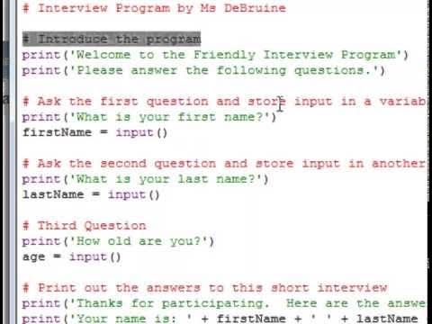 Interview Program in Python 3 - YouTube