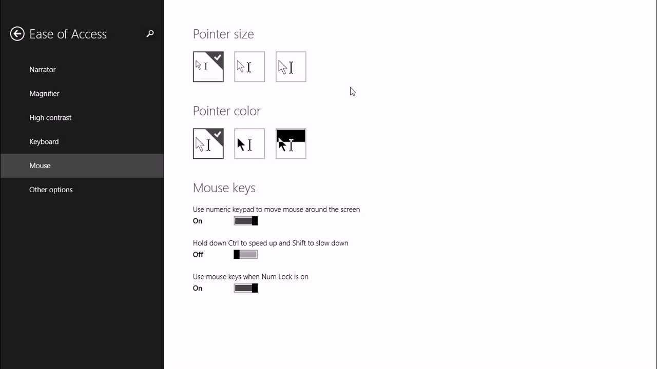 Windows 81 Use The Numeric Keypad To Move The Mouse Cursor On The