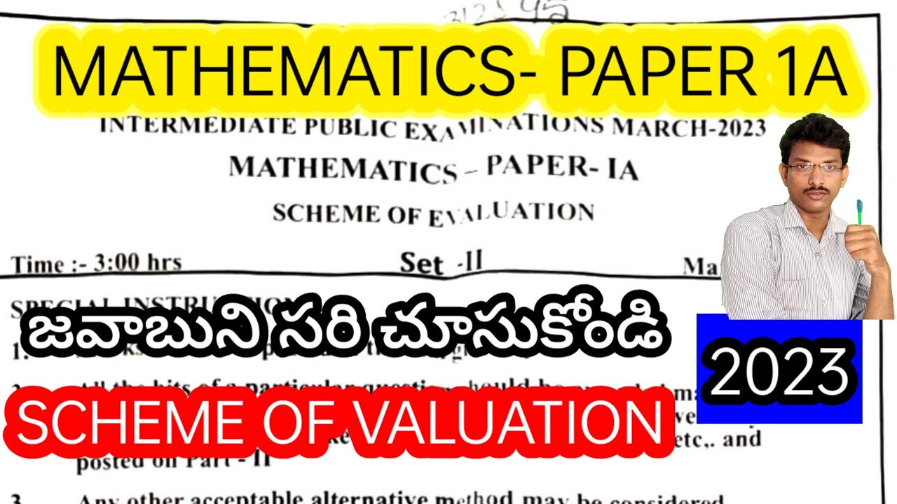 Mathematics paper1A scheme of valuation 2023 - YouTube