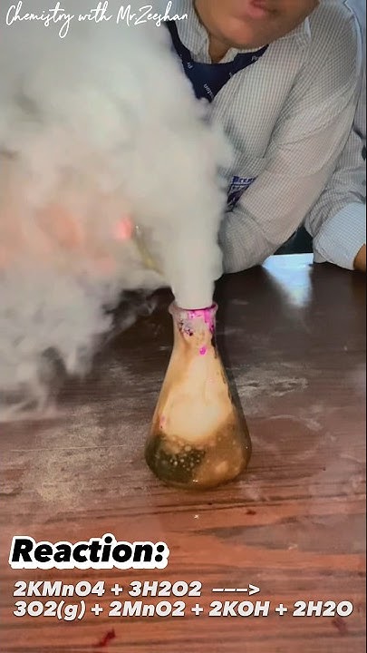 Decomposition of H2O2 (Details in description) #experiment #reactionshorts #science #fun #magic ...