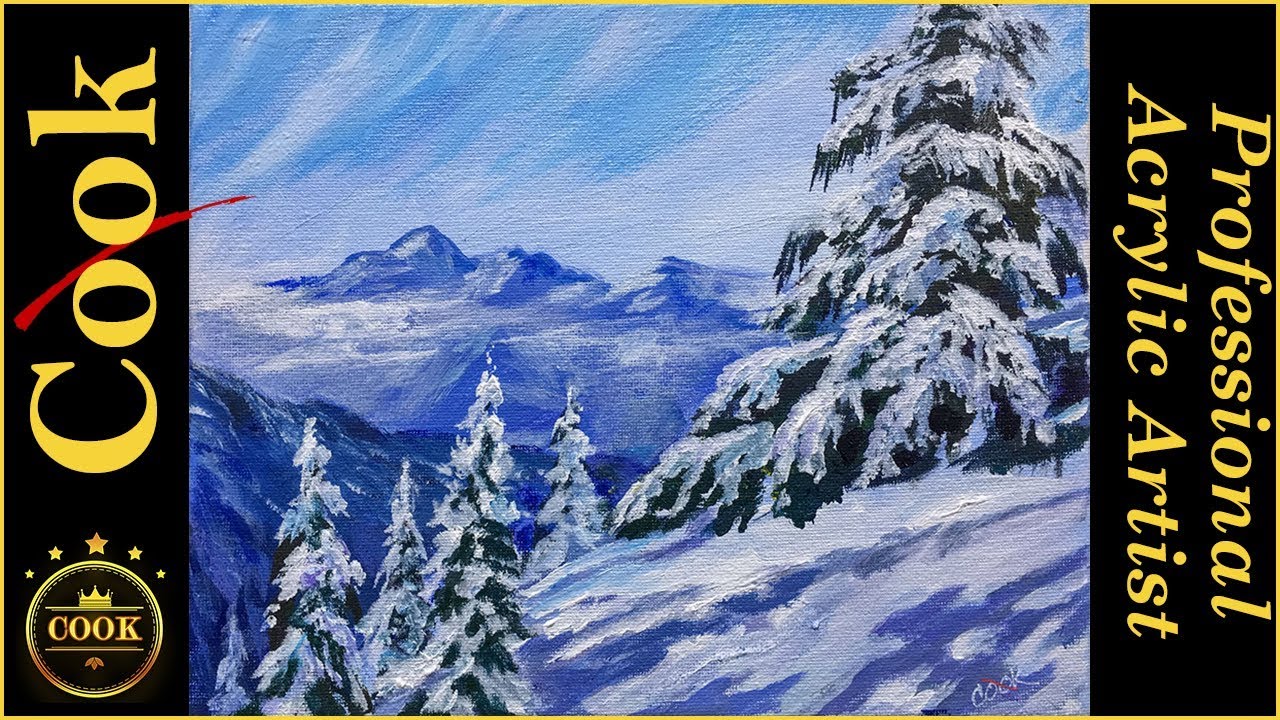 Paint and laugh, and Paint a Pine Mountain Scene for Beginner Acrylic ...