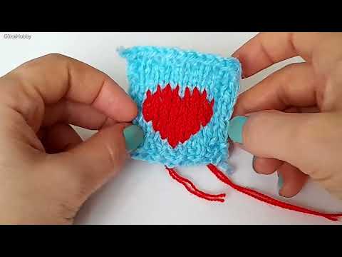 Düz örgü üzerine kalp işleme