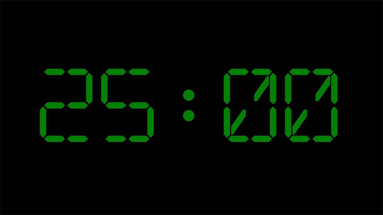 25 Minutes Digital Timer - Green on Black Background with Alarm - YouTube