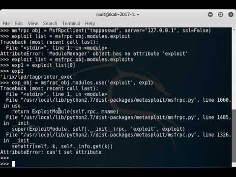 Solution to AttributeError exception while using exploit module in pymetasploit - part1 - YouTube